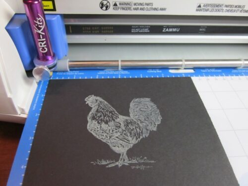 Cri-Kits Gel Pens Rooster Sketch Card with Sizzix Eclips - Joy's Life