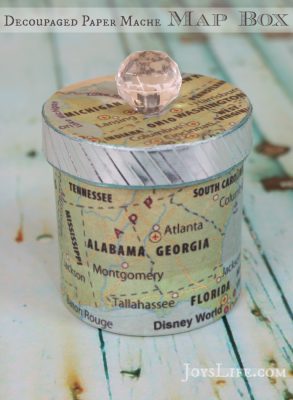 Decoupaged Paper Mache Map Box - Joy's Life